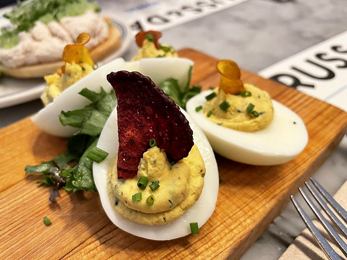 These aren't just deviled eggs &ndash; they're deviled eggs that went to culinary school, graduated with honors, and came back with fancy accessories.