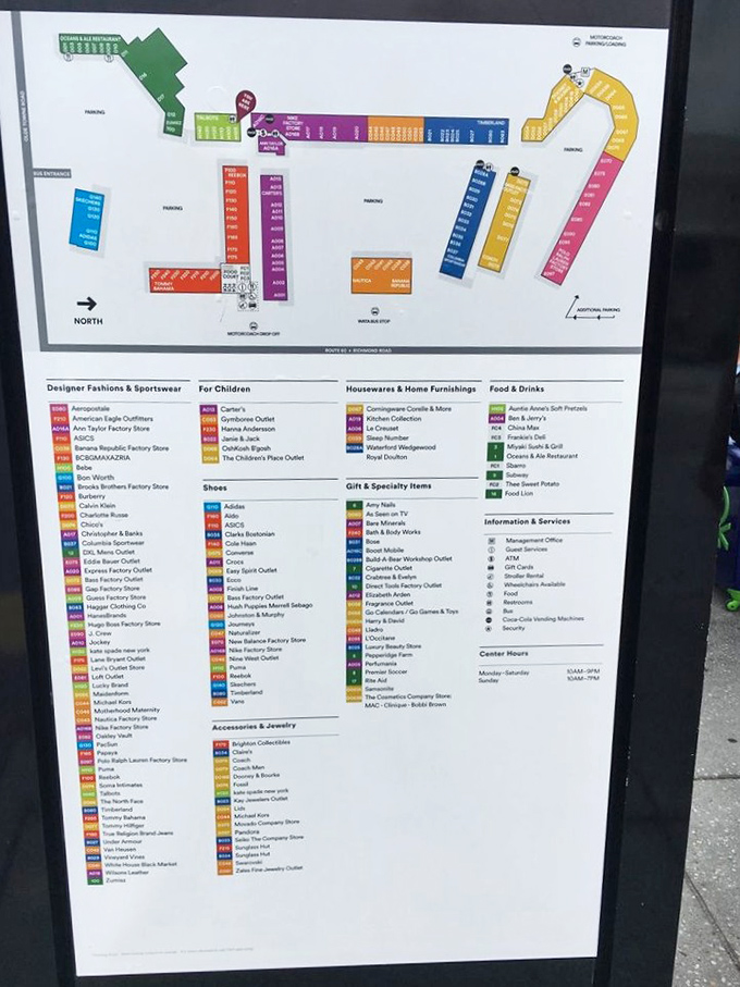 Navigation is half the battle! This color-coded directory map transforms random shopping into strategic bargain conquest.