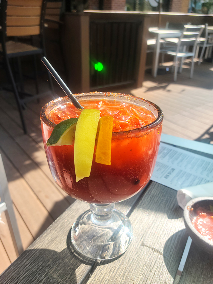 Not just a margarita&mdash;a sunset in a glass. The citrus garnish trio adds both visual pop and functional flavor boosters to this rosy libation.
