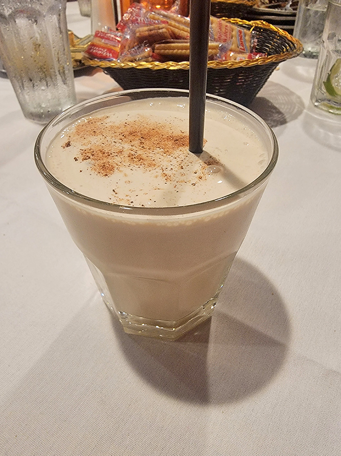 Not your average milkshake. This creamy concoction with its dusting of spice is the grown-up version of childhood comfort in a glass.
