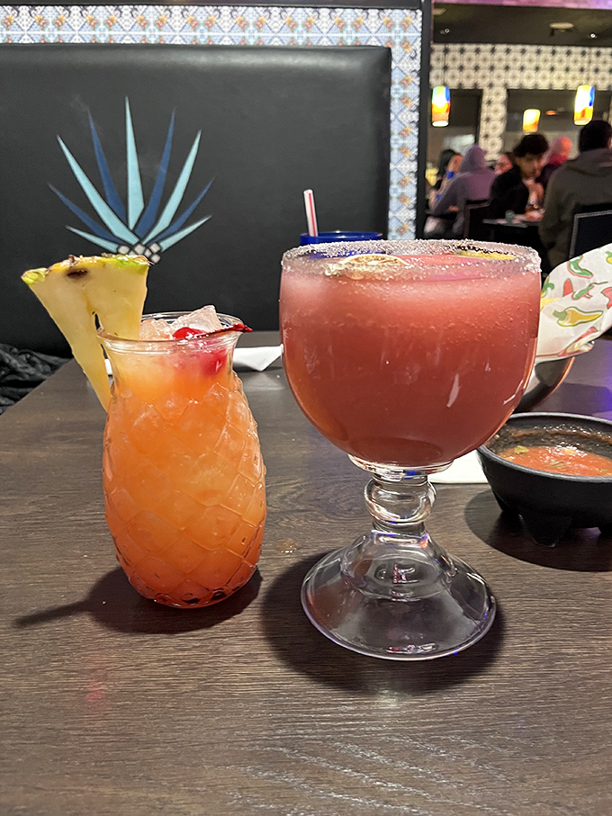 Cocktails that don't whisper "vacation"&mdash;they announce it with bullhorns and party streamers. That pineapple garnish isn't decoration; it's commitment.