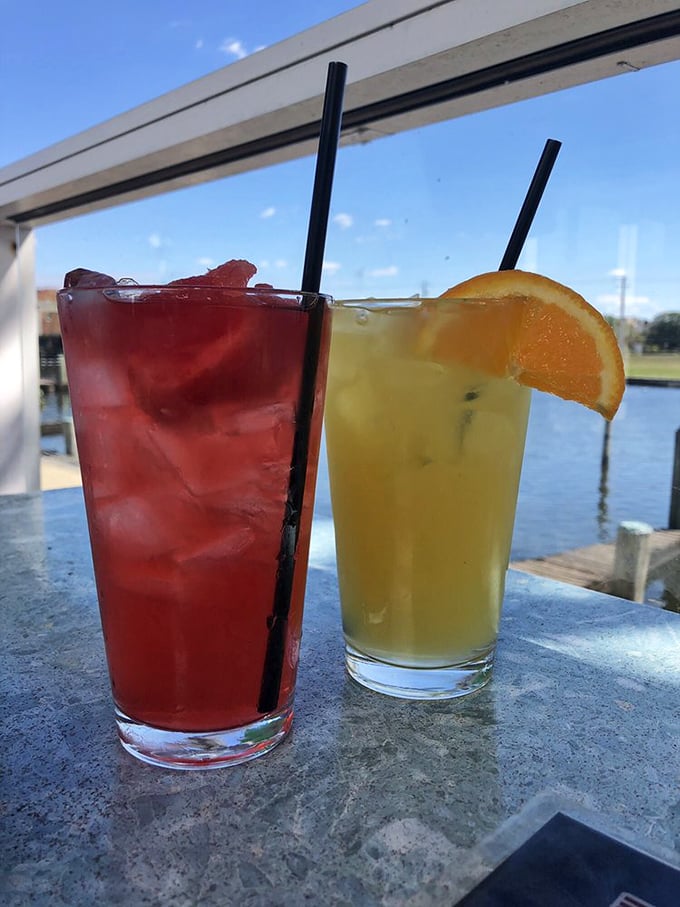 Colorful cocktails with a waterfront view&mdash;because everything tastes better when you're watching boats glide by on the Wicomico River.