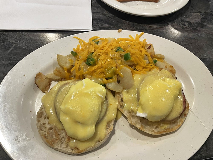 Eggs Benedict: the breakfast equivalent of putting on a tuxedo. Hollandaise sauce cascading down like a yellow waterfall of happiness.