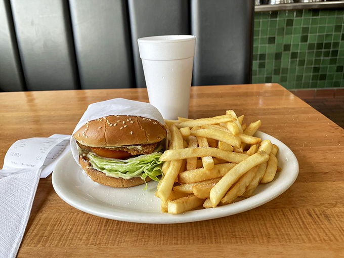 A simple fish sandwich that doesn't need fancy aioli or pretentious descriptions—just fresh ingredients speaking a universal language of satisfaction.