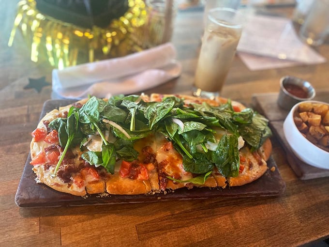 Who knew vegetables could party this hard? This flatbread is the kind of dish that makes you reconsider your relationship with greens.