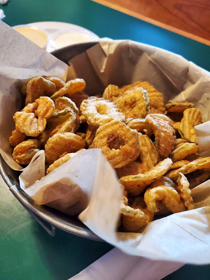 Fried pickles: the appetizer that answers the eternal question, "How do we make something sour, salty, and briny even better?" Oil. Hot oil.