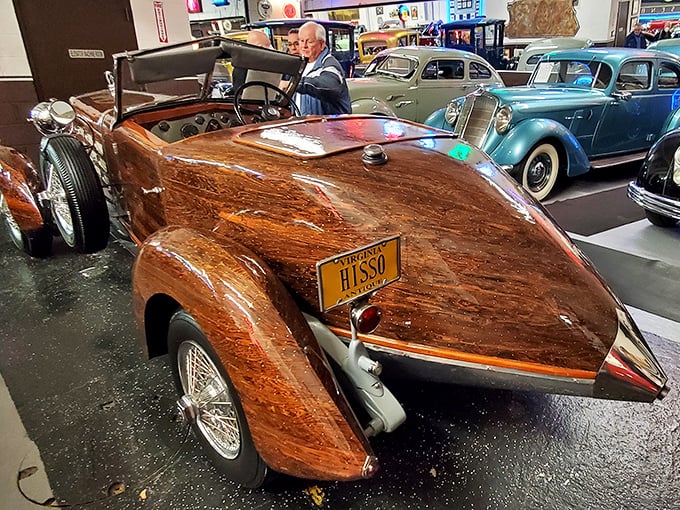 This wooden-bodied beauty looks ready for a Gatsby-era adventure. The craftsmanship on display makes modern cars seem like disposable appliances by comparison.