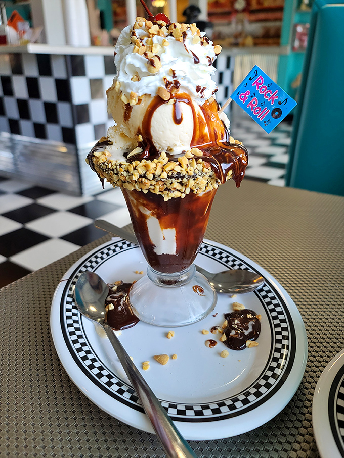 The "Rock & Roll" sundae doesn't just satisfy your sweet tooth&mdash;it throws a party for it. Complete with all the toppings Elvis would approve of.