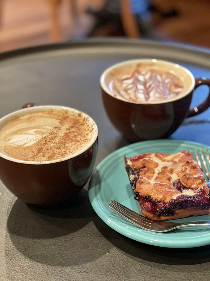 Coffee as art, art as coffee. These twin masterpieces with their delicate foam designs make you hesitate before that first sip&mdash;but only for a second.