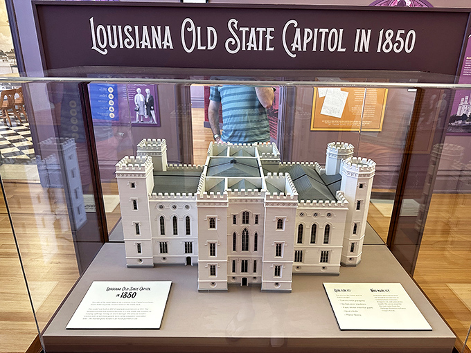 History in miniature: this detailed model shows the Old State Capitol as it appeared in 1850, battlements and all.