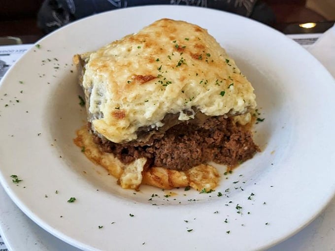 This isn't just comfort food&mdash;it's edible architecture. Layers of savory goodness topped with a golden crown of melted cheese.