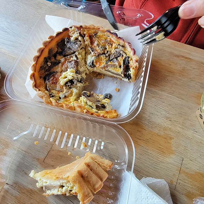 This mushroom quiche isn't just lunch&mdash;it's an argument for extending your break by at least fifteen minutes of silent appreciation.