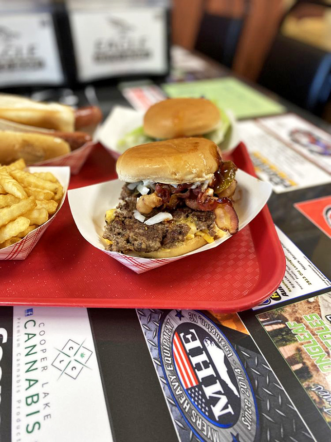 Some burgers are merely food. This one, loaded with cheese and crowned with crispy bacon, is more of a religious experience.