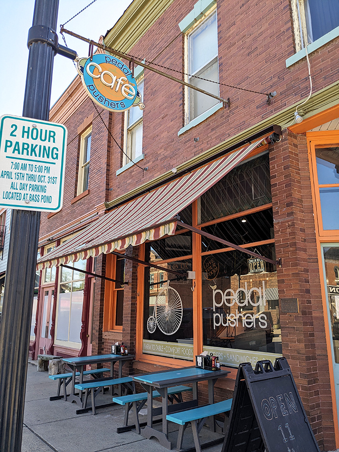 Pedal Pushers Cafe, where hungry cyclists refuel after conquering the Root River Trail, and the outdoor tables offer prime people-watching real estate.