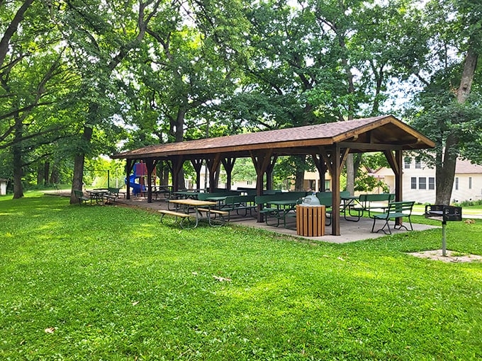 Phelps Park pavilion offers the perfect picnic spot after a morning of antiquing. Those picnic tables have hosted more family reunions than your Facebook timeline.