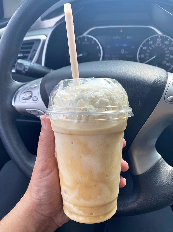 Car cup holders were invented for moments like this. A milkshake so thick, your straw stands at attention like a soldier on guard duty.