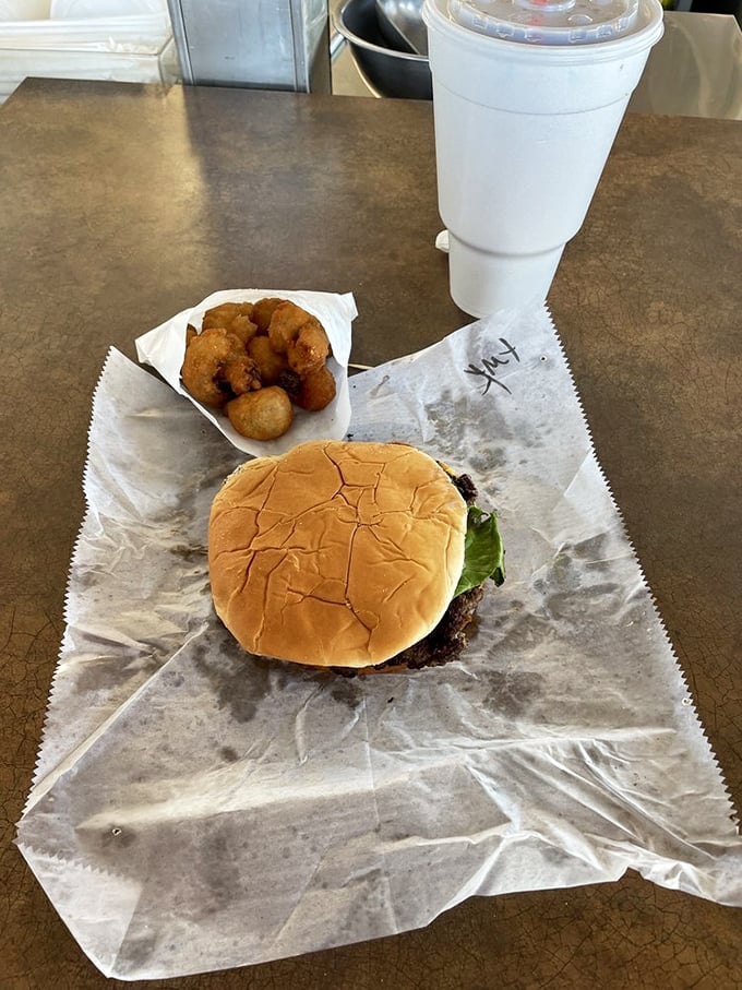 A burger that deserves its own fan club and a milkshake thick enough to bend physics. The R-B special is happiness on a tray.