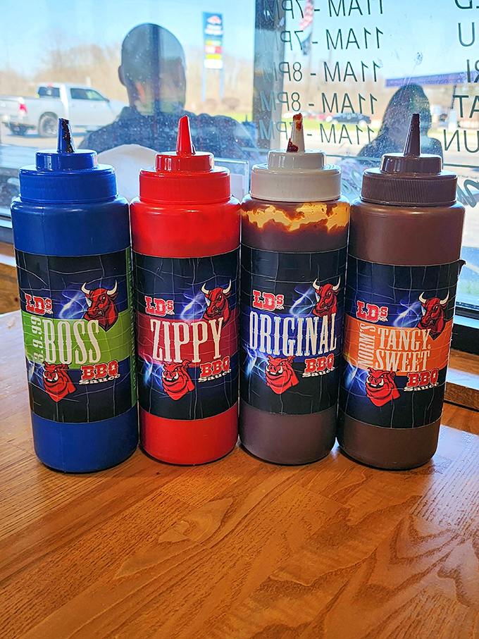 The sauce quartet – from tangy to sweet, these bottles contain liquid personality. Choose wisely, or better yet, conduct a thorough investigation.
