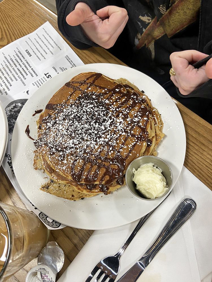 These pancakes aren't just breakfast, they're an engineering marvel &ndash; perfectly stacked, drizzled, and ready for their Instagram moment.