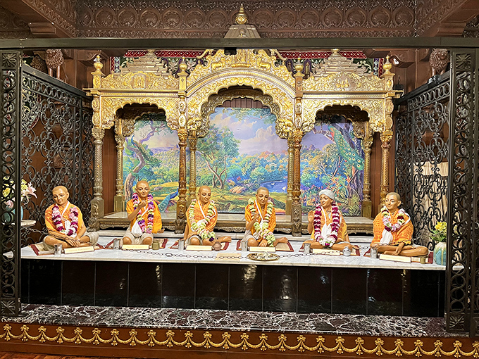 Ornate figures sit in meditation behind an elaborate golden altar. This display of craftsmanship makes your average museum exhibit look like a kindergarten art project. 