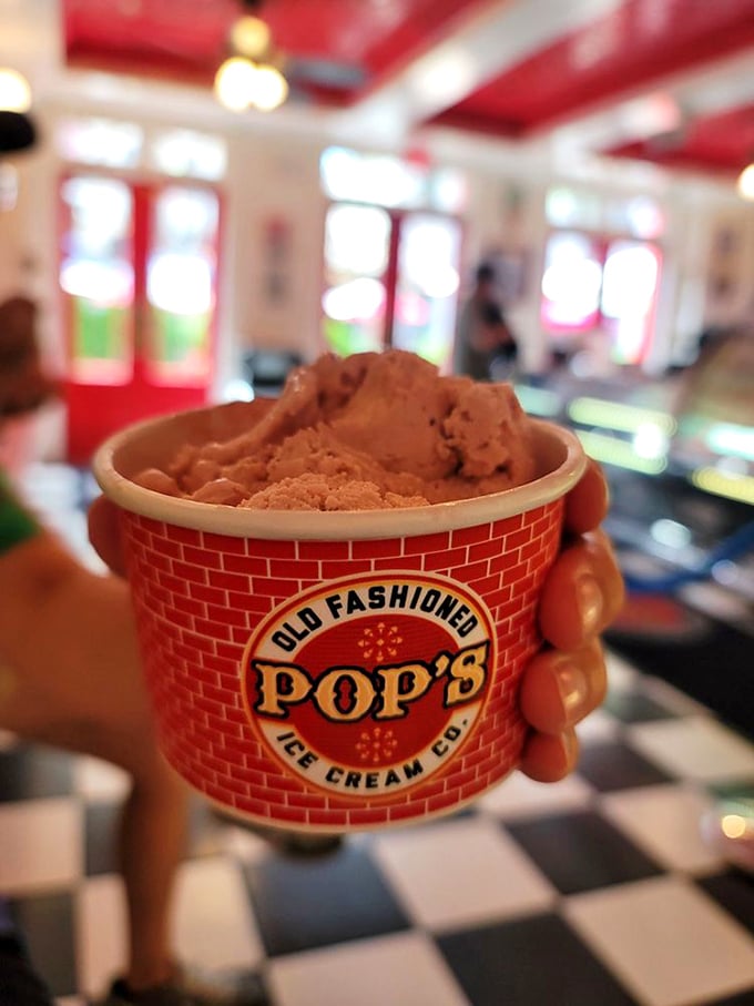Two scoops of heaven in a waffle cone, topped with chocolate sprinkles. Some moments are worth the extra napkins.