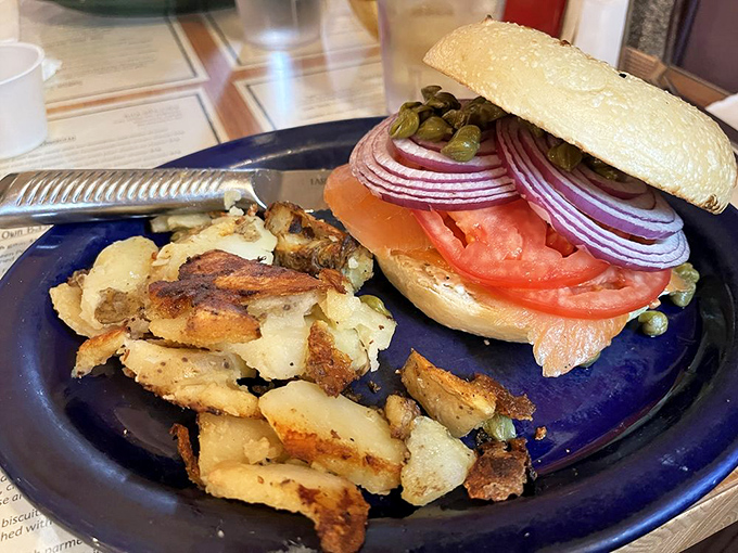 When breakfast ingredients gather for a serious meeting in a metal bowl. The avocado is clearly the chairman of this delicious board.