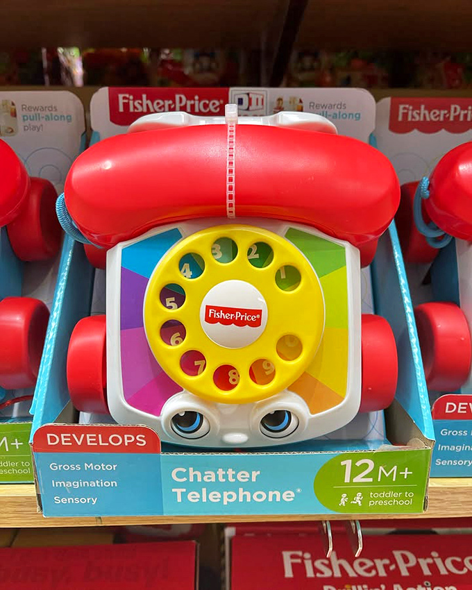 The iconic Fisher-Price Chatter Telephone&mdash;where nostalgia meets child development, proving some classics never go out of style.