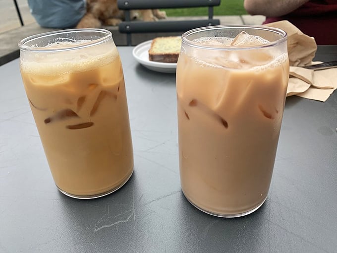 Two lattes lounging together like old friends catching up. Smooth, comforting, and exactly what your morning conversation deserves.