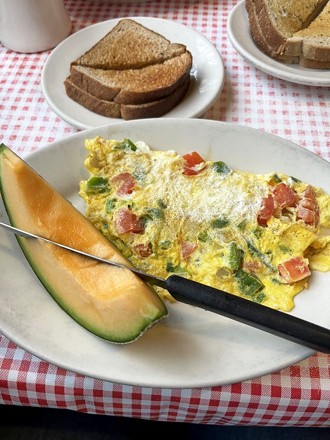 A veggie omelet so perfectly executed it might convince even dedicated carnivores to cross over to the green side, at least for one satisfying breakfast.