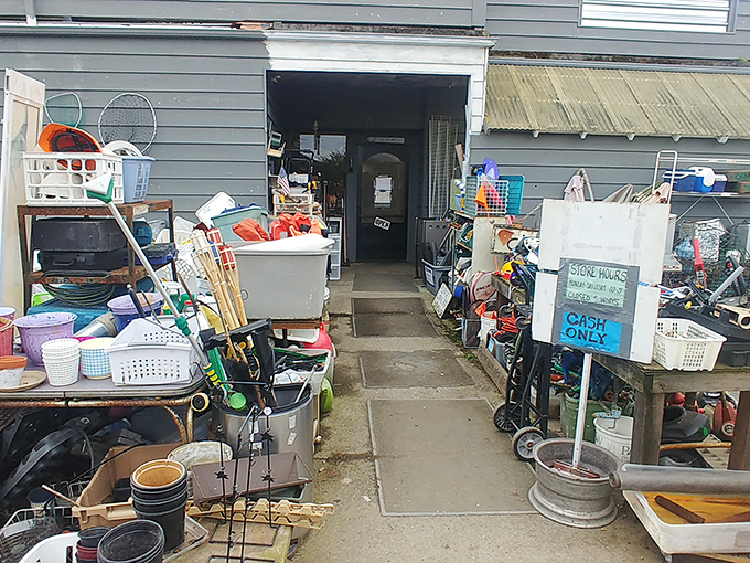 Every treasure hunter's fever dream: piles of potential surrounded by possibility, where one person's "too much stuff" becomes another's perfect find.