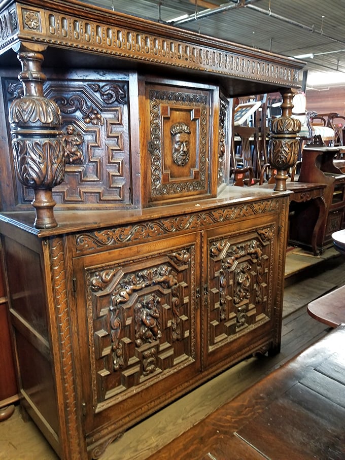 Carved with the patience of saints and the precision of surgeons. This ornate cabinet makes your IKEA assemblies look like kindergarten art projects.