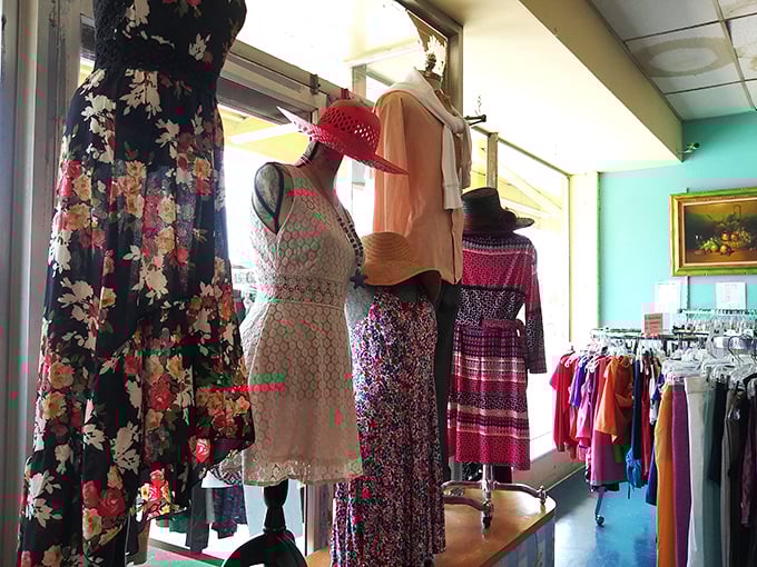 Fashion through the decades stands at attention, each dress whispering, "Take me home, I'll make you look fabulous!"