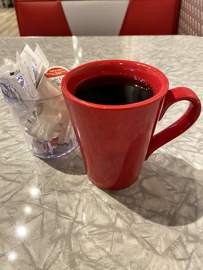 The rich coffee served in those distinctive red mugs has revived countless morning zombies into functioning humans again.