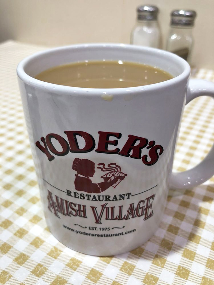 A mug of coffee at Yoder's isn't just a beverage &ndash; it's a companion for your pie adventure. Simple, honest, and exactly what you need.