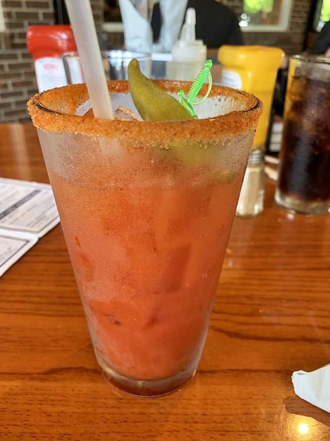That rim isn't just spiced&mdash;it's making promises this Bloody Mary fully intends to keep. Sunday morning salvation in a glass.