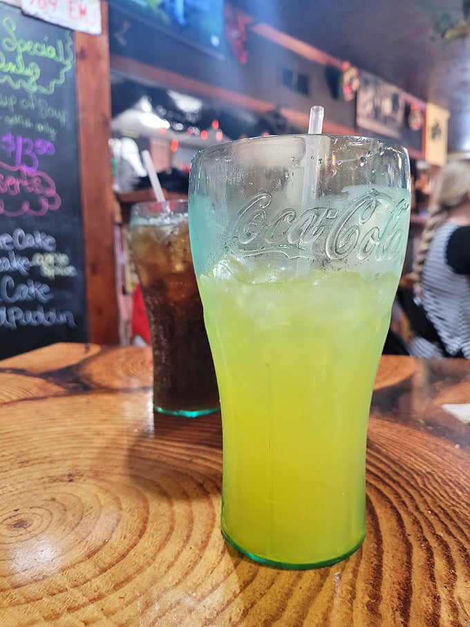 When your drink glows like a Louisiana sunset, you know you're in for something special. Just don't ask what makes it that color!