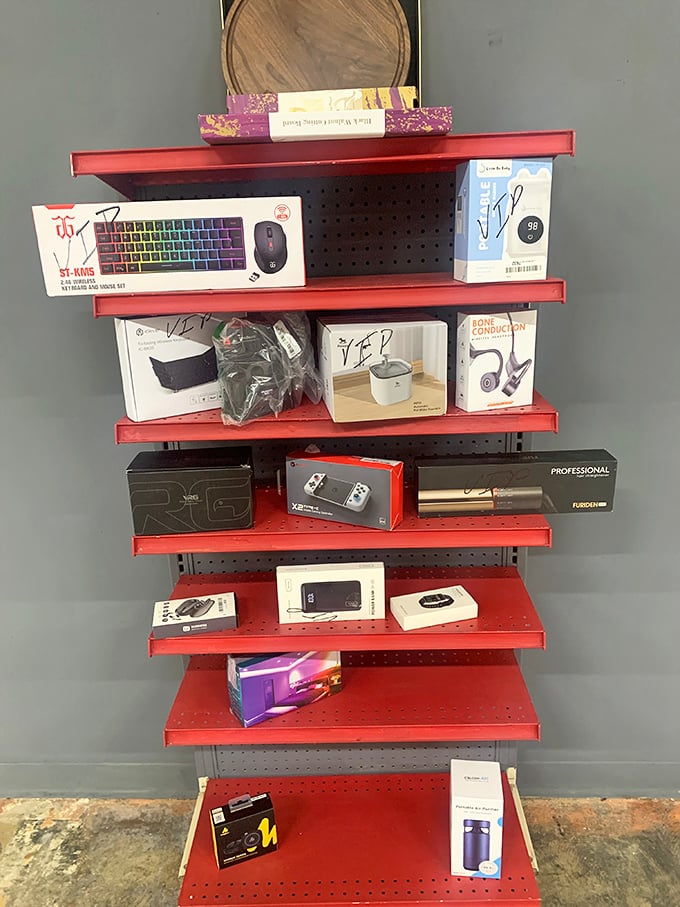 Tech treasures arranged like an electronics buffet. That gaming keyboard might just turn your teenager into a temporary fan of your shopping habits.