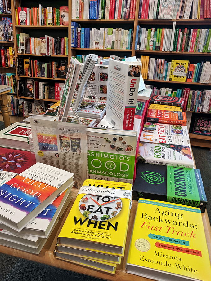 Health books promising transformation sit in judgment of my coffee habit. I'll read them tomorrow, after one more pastry from the caf&eacute;.