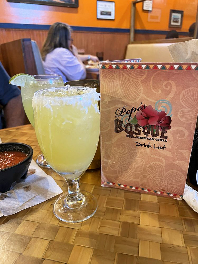 Nothing complements Mexican food quite like a frosty margarita. This one's rimmed with salt and possibility. 