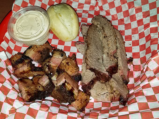The barbecue sampler that makes decision-making obsolete. Why choose between brisket, pork, and sausage when you can experience the holy trinity?
