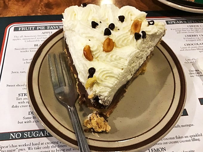 Pie perfection sitting atop the very menu that promised its delights. Like meeting a pen pal in person and finding they're even better than their letters.