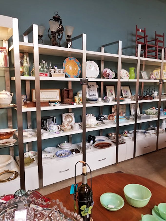 These shelves of chinaware and collectibles would make your grandmother both proud and jealous &ndash; each teacup practically vibrating with stories.