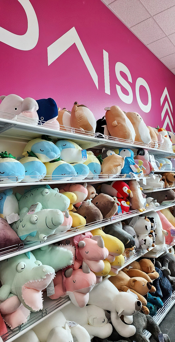 Plush paradise! These cuddly creatures range from dinosaurs to dumplings, proving Japan truly understands the art of cute.