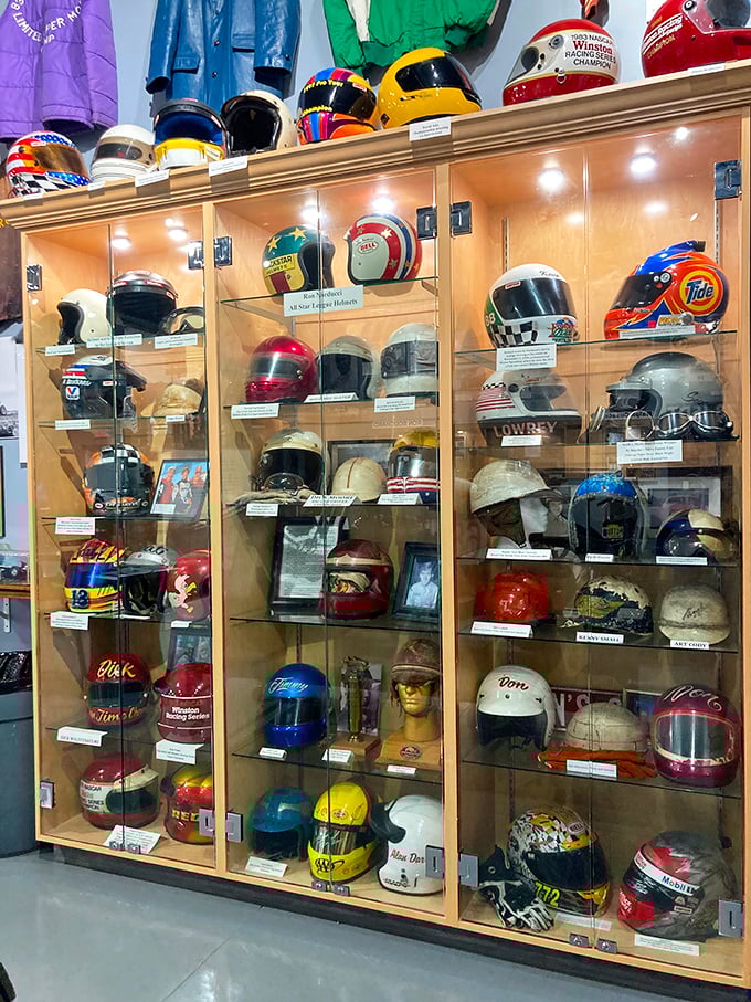 From leather "brain buckets" to modern safety marvels, this helmet collection shows how protection evolved while speed never went out of style.