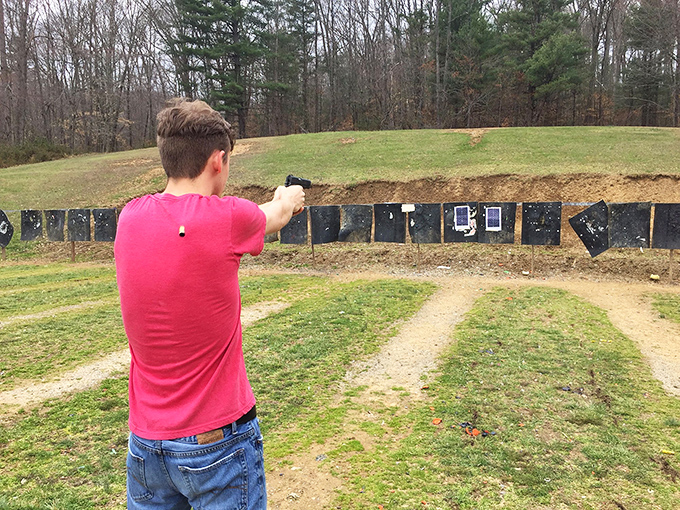 A different kind of outdoor recreation at the park's range. Some visitors prefer their target practice with a trigger rather than a fishing rod.