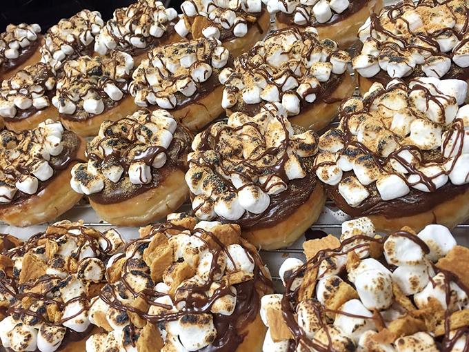 S'mores donuts that bring campfire nostalgia indoors. No mosquitoes, no tent setup, just pure marshmallow-chocolate bliss on a donut foundation.