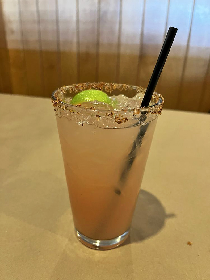 A spicy margarita with a tajin rim&mdash;because sometimes your taste buds need a vacation too.