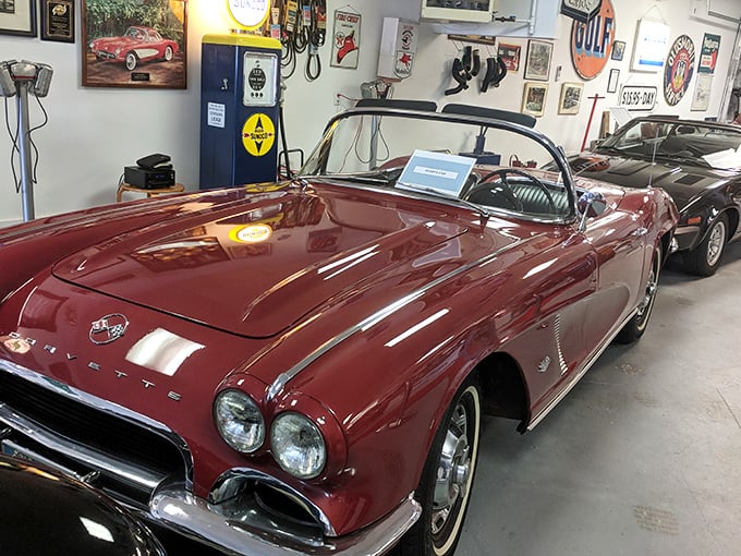 Vintage gas pumps and barber chairs&mdash;because apparently our grandparents liked to look good while filling up their magnificent machines.
