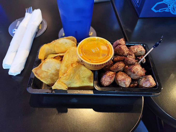 Steak bites and homemade chips&mdash;the perfect shareable plate that somehow never gets shared because nobody wants to give up even a single morsel. 