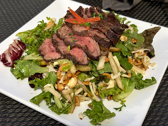 A steak salad that solves the eternal dilemma: "I should eat healthy, but I really want steak." Problem solved, deliciously.